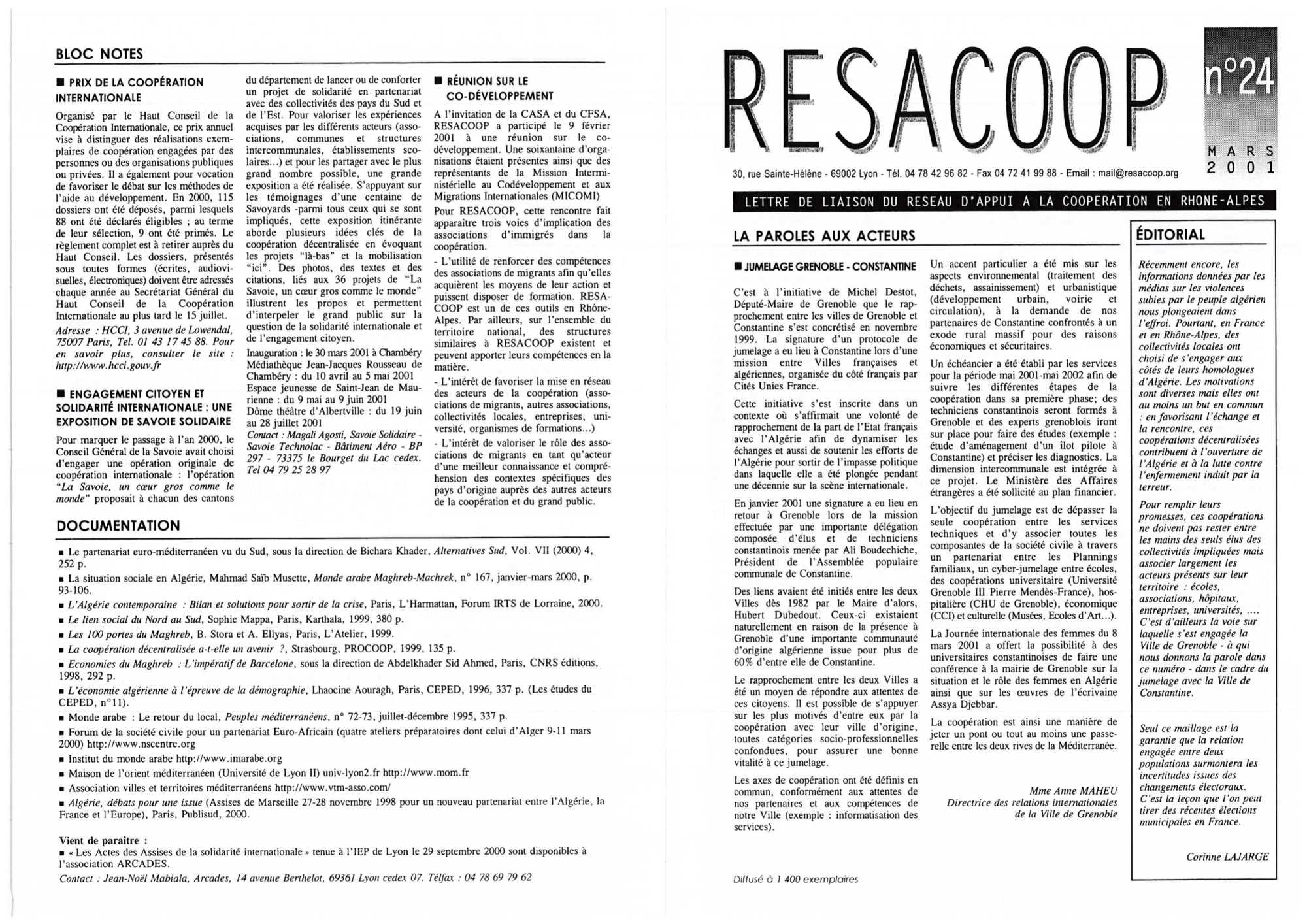 La petite histoire de la Lettre de RESACOOP - RESACOOP